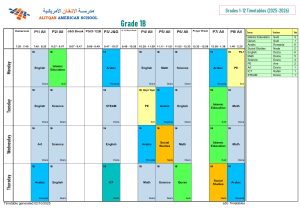 Timetable – ALITQAN AMERICAN SCHOOL