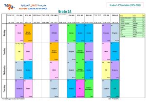 Timetable – ALITQAN AMERICAN SCHOOL